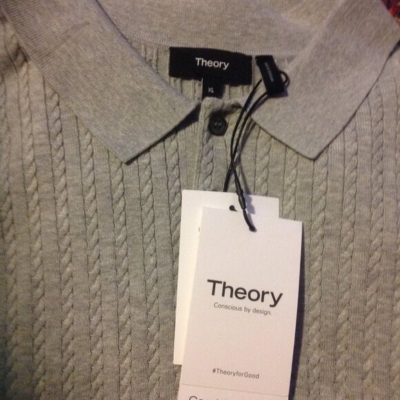 Theory | Shirts | Theory Mens Short Sleeve Gray Cable Polo Shirt Extra ...